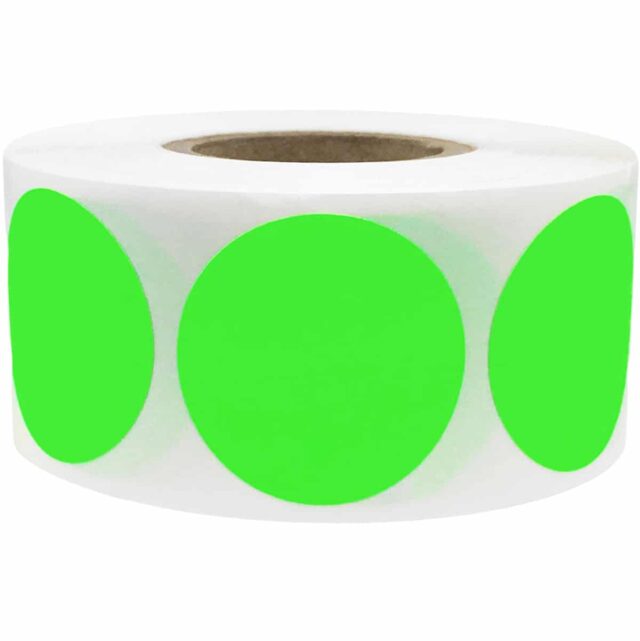 Fluorescent Green Colored Labels 1" Round | InstockLabels.com