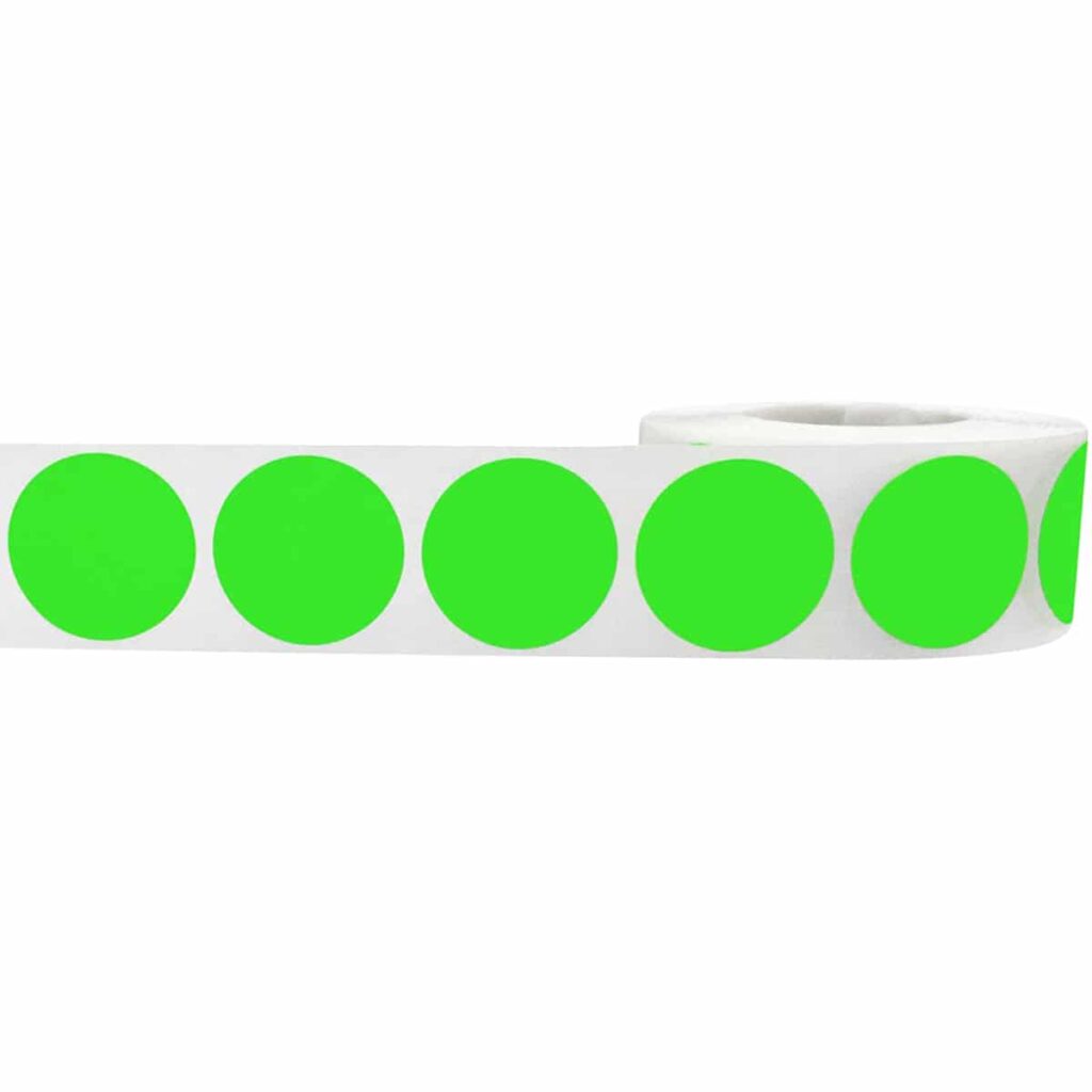 Fluorescent Green Colored Labels 1" Round | InstockLabels.com