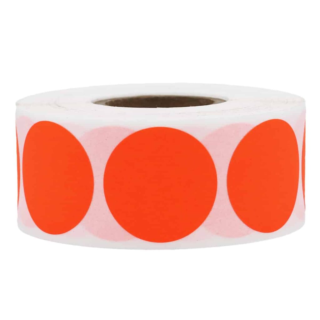 Fluorescent Red Labels 1" Round | InstockLabels.com