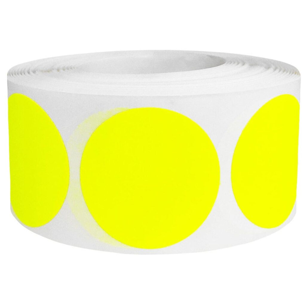 Fluorescent Yellow Labels 1" Round | InstockLabels.com