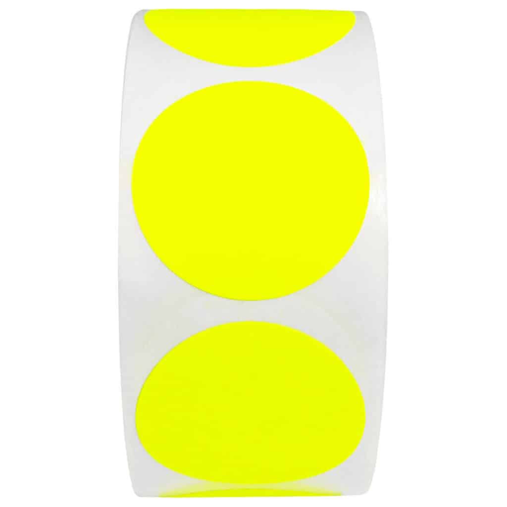 Fluorescent Yellow Labels 1" Round | InstockLabels.com