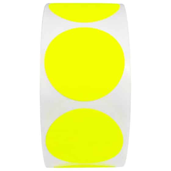 Fluorescent Yellow Labels 1" Round | InstockLabels.com