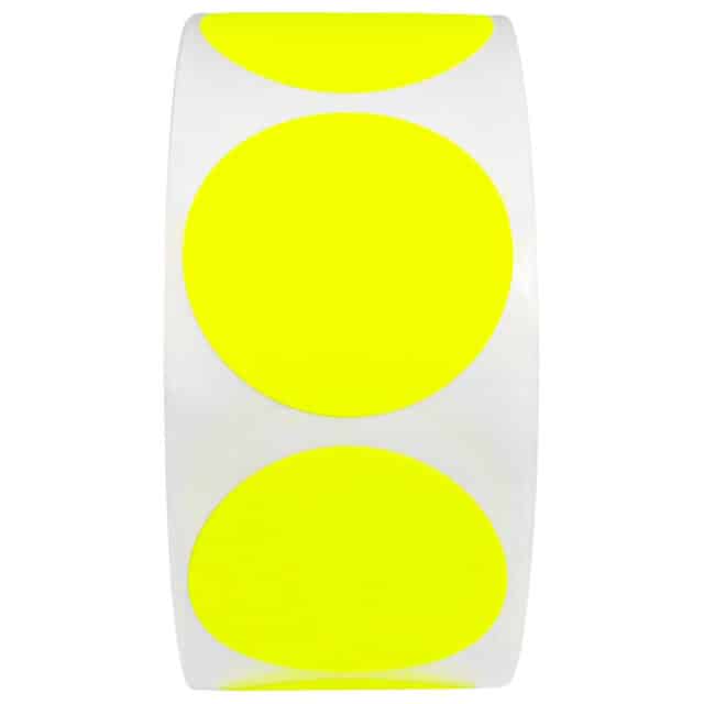 Fluorescent Yellow Labels 1" Round | InstockLabels.com