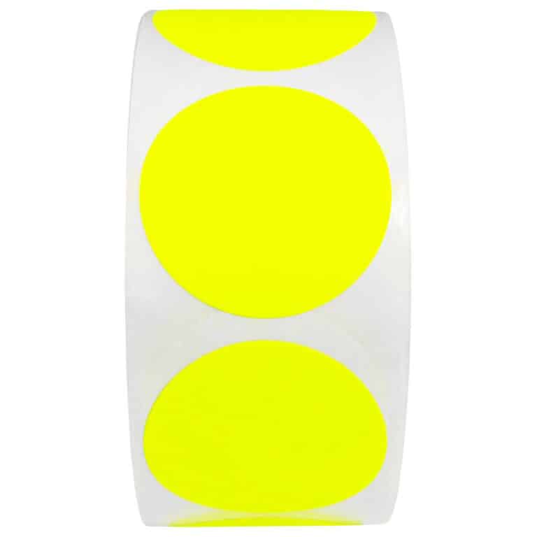Fluorescent Yellow Labels 1" Round | InstockLabels.com