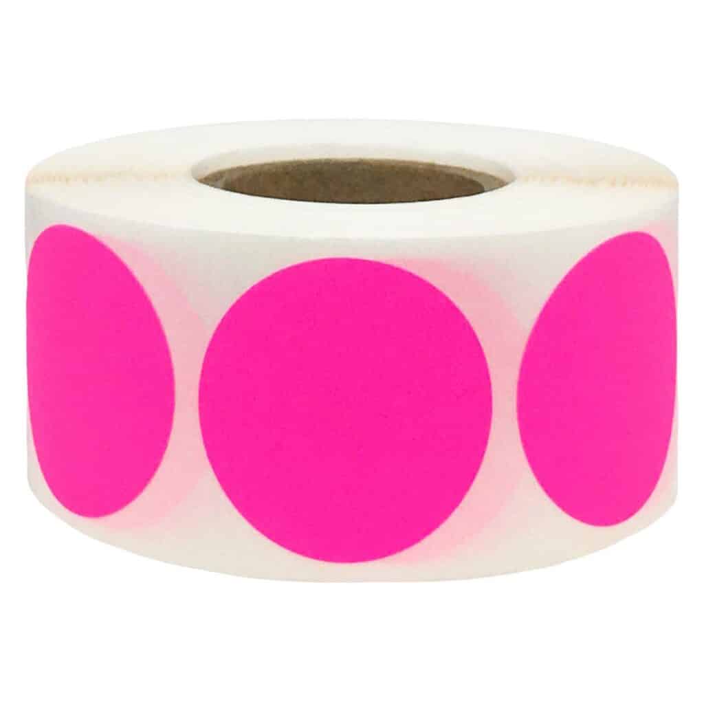 Fluorescent Pink Labels 1" Round | InstockLabels.com