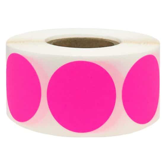 Fluorescent Pink Labels 1" Round | InstockLabels.com
