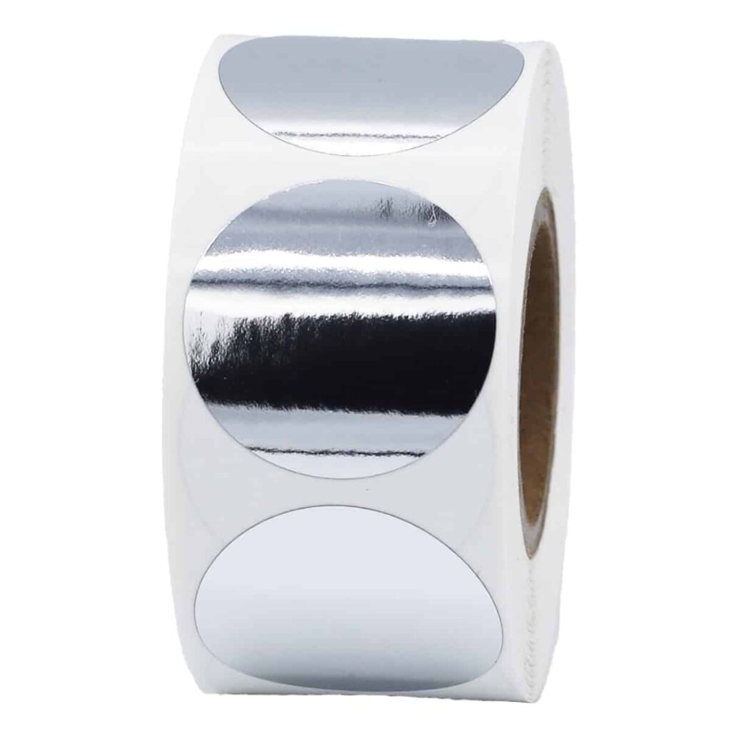 Metallic Silver Colored Labels 1" Round | InstockLabels.com