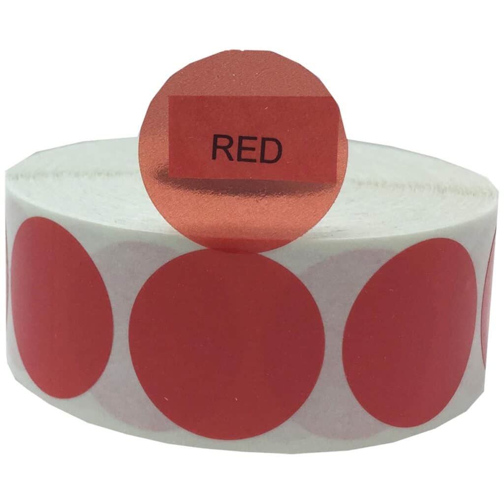 Transparent Red Labels 1" Round | InstockLabels.com