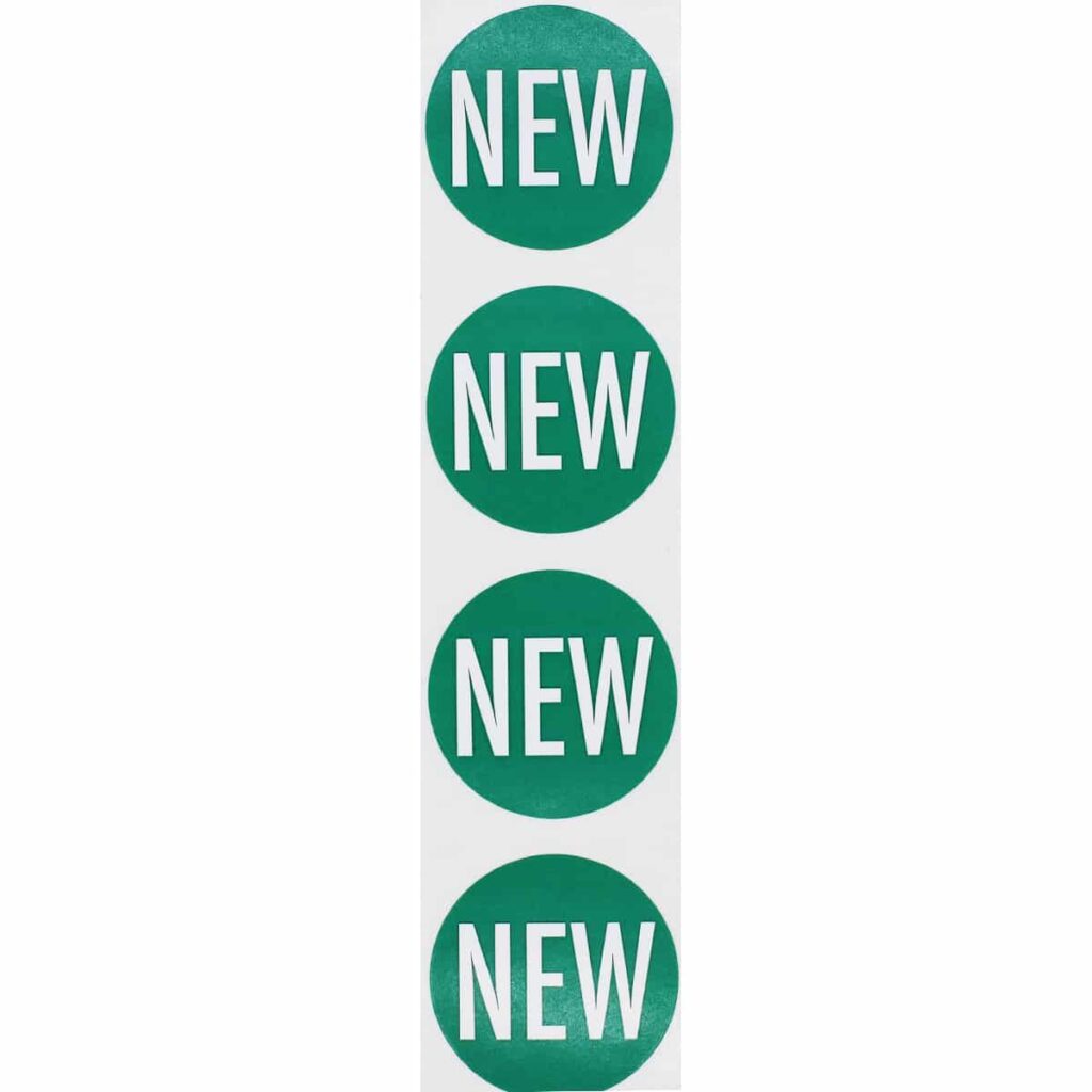 Retail Inventory Labels that say New | 1.5" | InStockLabels.com