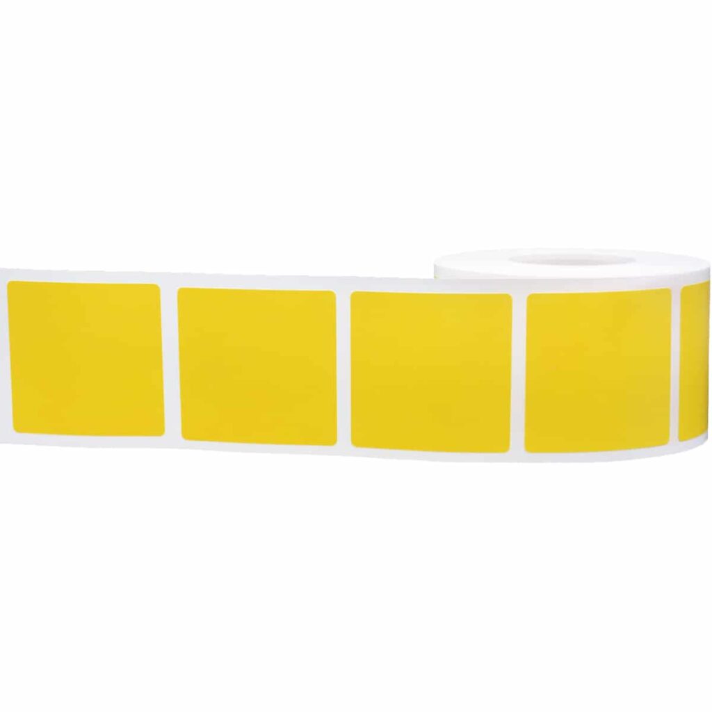 Yellow Colored Labels 1.5" Square | InstockLabels.com