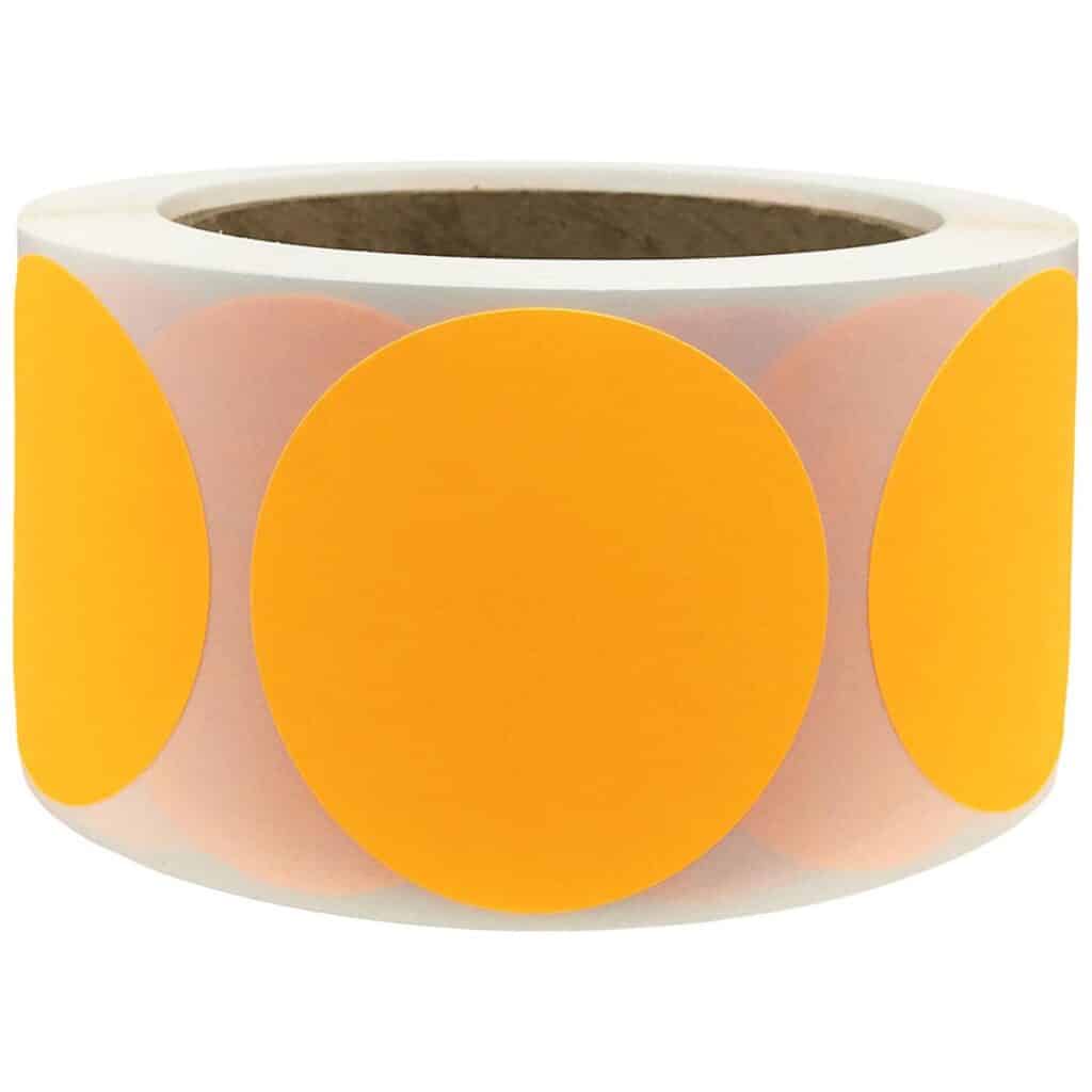 Fluorescent Orange Color Code Labels 2" Round | InstockLabels.com
