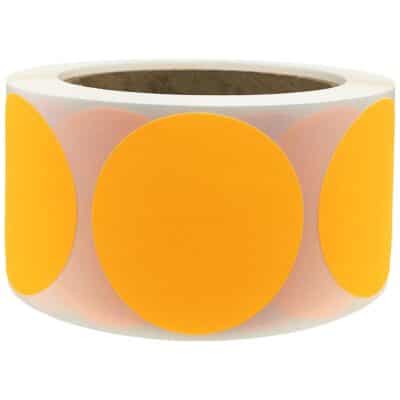 Fluorescent Orange Color Code Labels 2" Round | InstockLabels.com