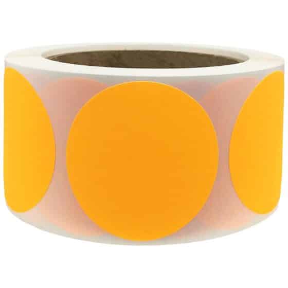 Fluorescent Orange Color Code Labels 2" Round | InstockLabels.com