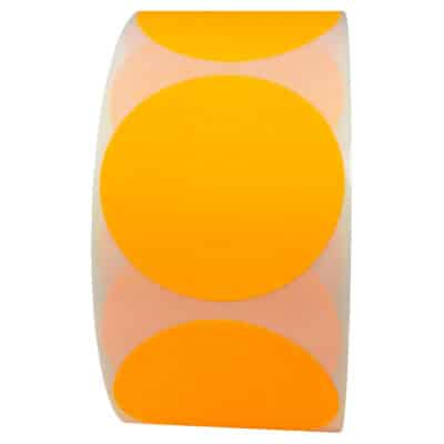 Fluorescent Orange Color Code Labels 2" Round | InstockLabels.com