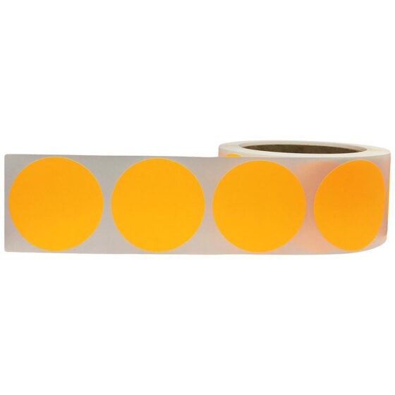 Fluorescent Orange Color Code Labels 2" Round | InstockLabels.com