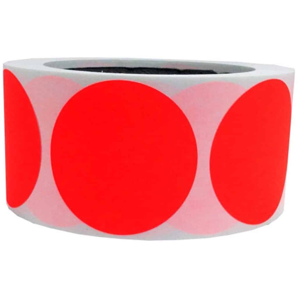 Fluorescent Red Color Code Labels 2" Round | InstockLabels.com