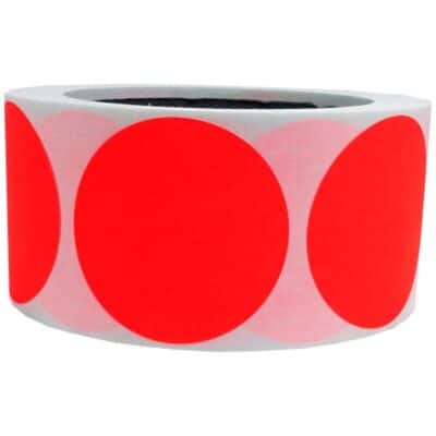 Fluorescent Red Color Code Labels 2" Round | InstockLabels.com