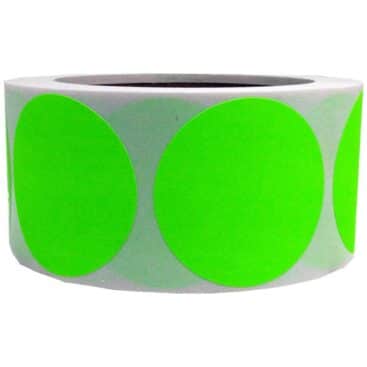 Fluorescent Green Color Code Labels 2" Round | InstockLabels.com
