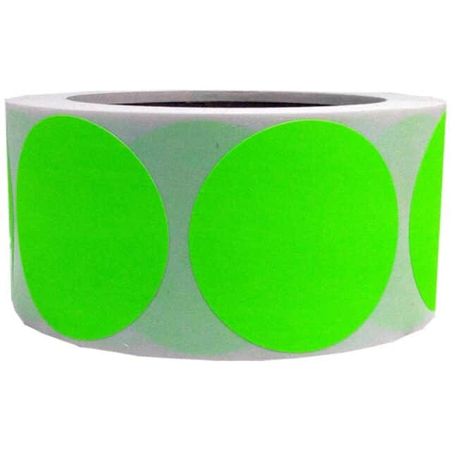 Fluorescent Green Color Code Labels 2" Round | InstockLabels.com