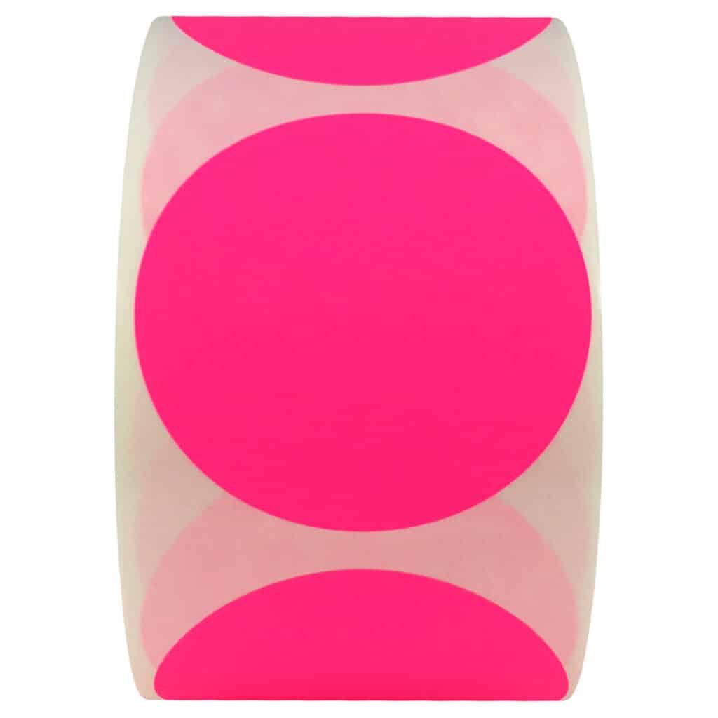 Fluorescent Pink Color Code Labels 2" Round | InstockLabels.com