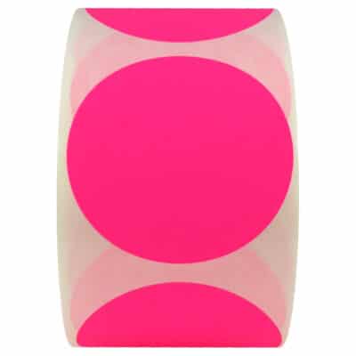 Fluorescent Pink Color Code Labels 2" Round | InstockLabels.com