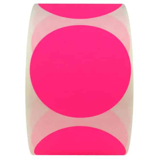 Fluorescent Pink Color Code Labels 2" Round | InstockLabels.com