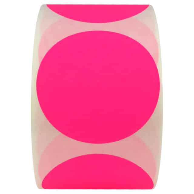 Fluorescent Pink Color Code Labels 2" Round | InstockLabels.com