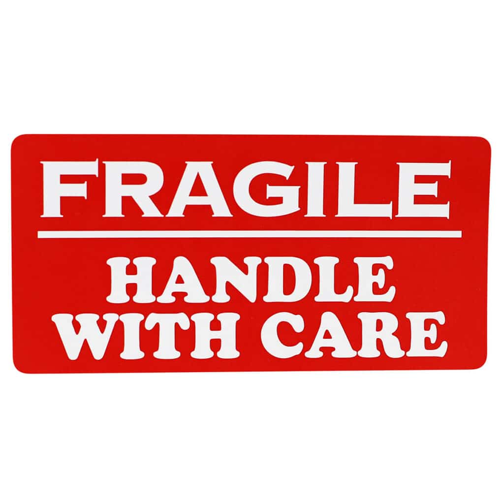 Fragile Handle with Care Labels 2 x 4" | 500/Roll | InStockLabels.com