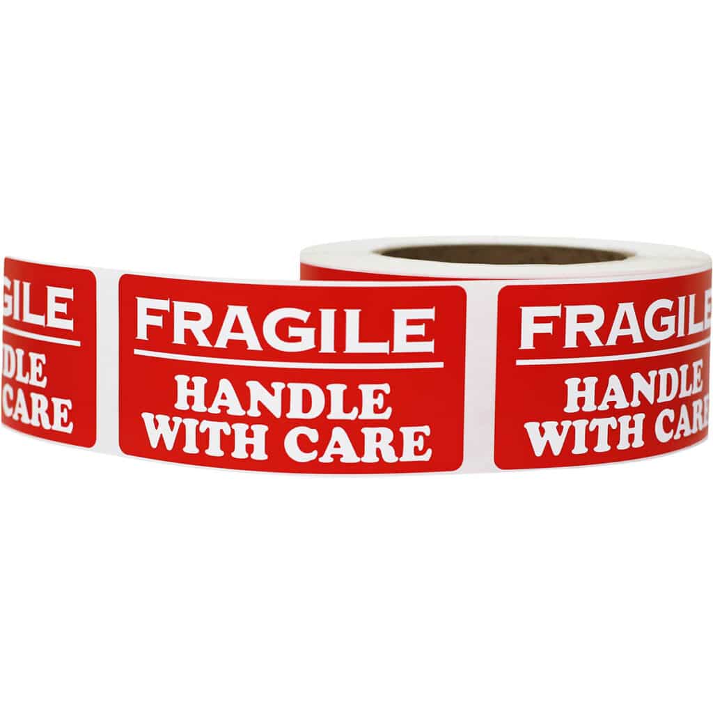 Fragile Handle with Care Labels 2 x 4" | 500/Roll | InStockLabels.com