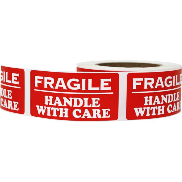 Fragile Handle with Care Labels 2 x 4" | 500/Roll | InStockLabels.com