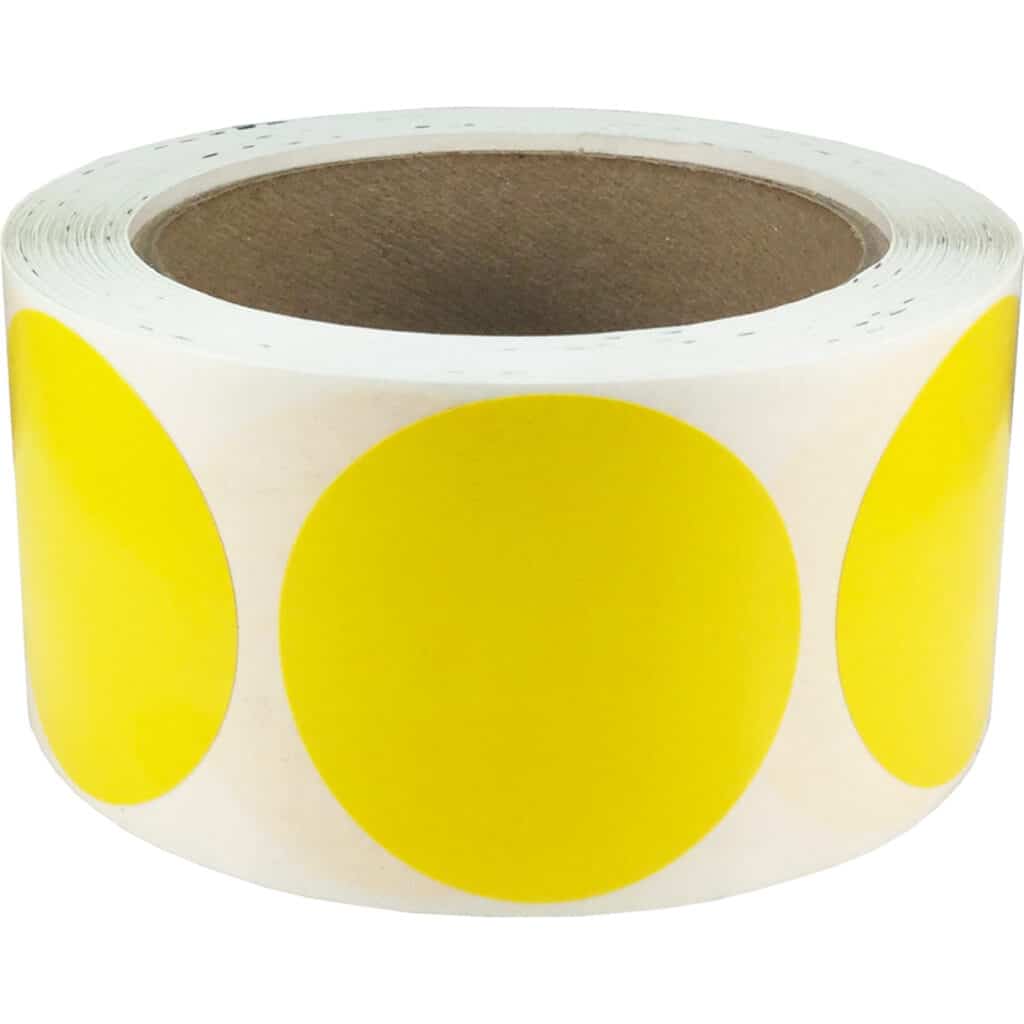 Removable Yellow 2" Round Stickers | InStockLabels.com