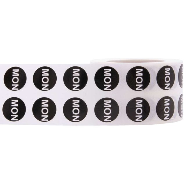 Small Monday Colored Day Stickers 1/2" Round | InStockLabels.com