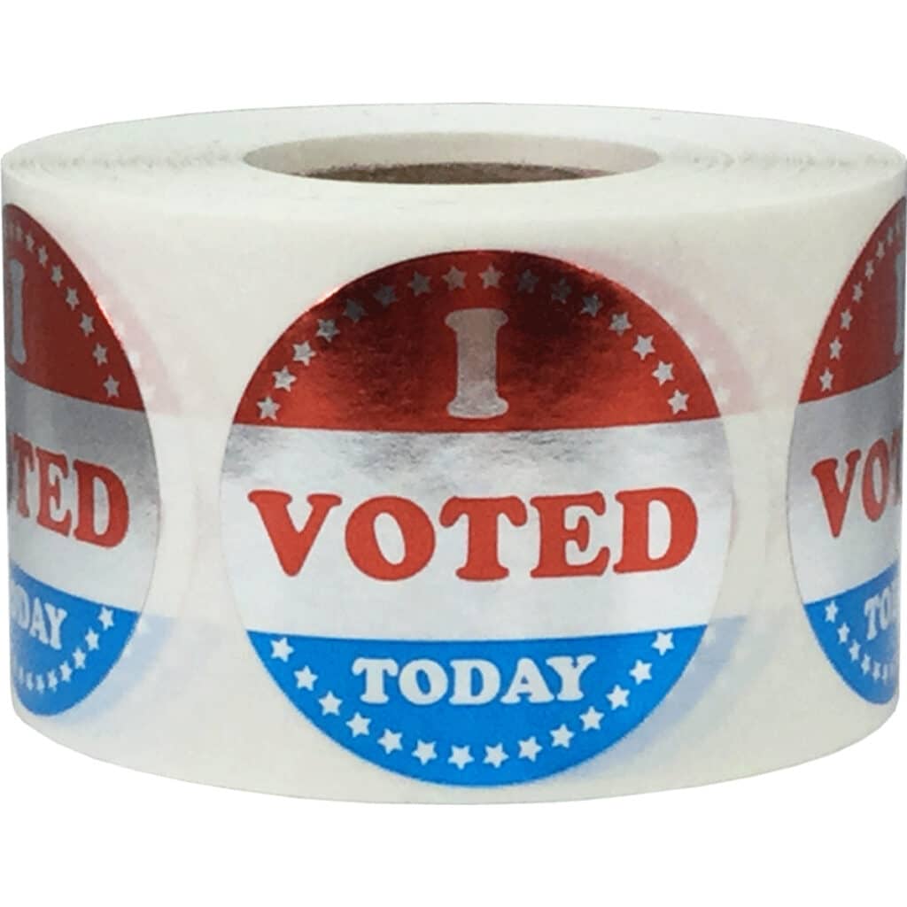 I Voted Today Stickers Foil Paper | 1.5" | Apparel Safe | InStockLabels.com