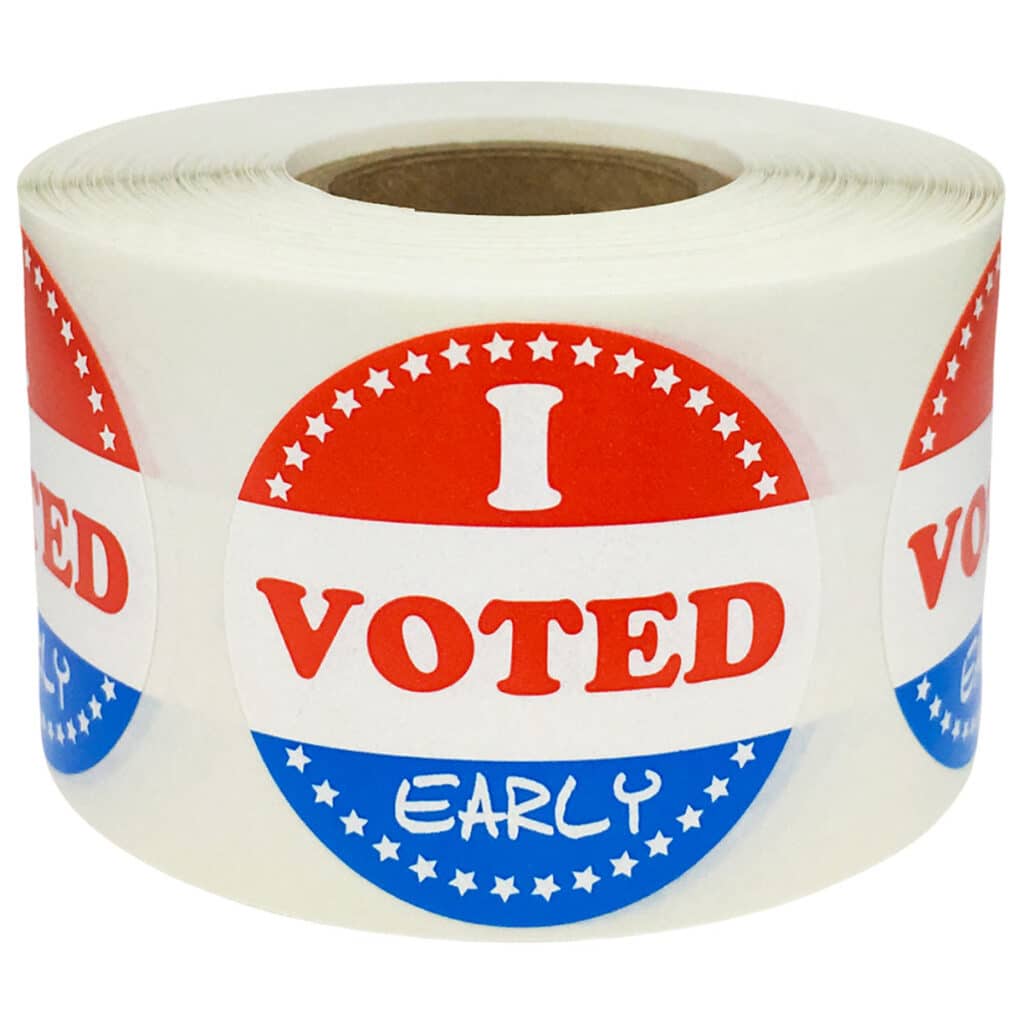 I Voted Early Stickers Semi-Gloss | 1.5" | Apparel Safe | InStockLabels.com