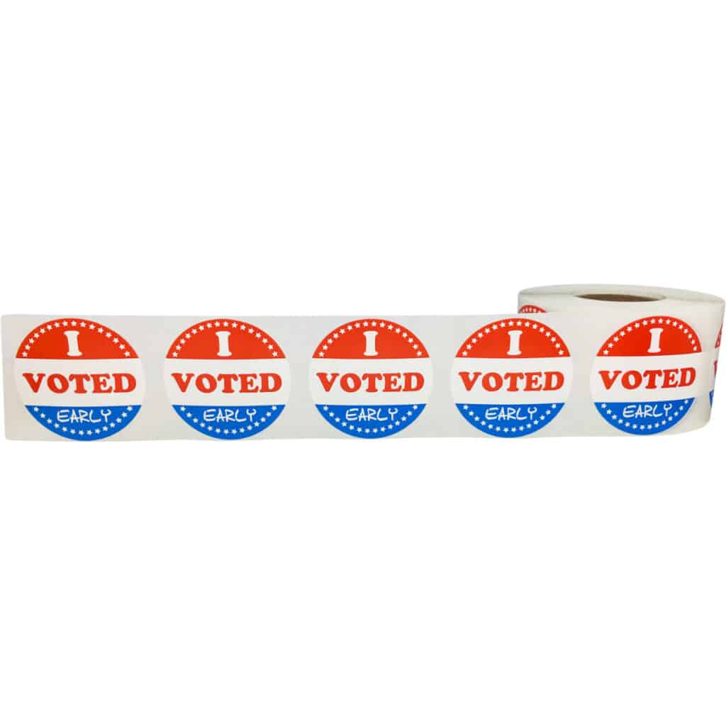 I Voted Early Stickers Semi-Gloss | 1.5" | Apparel Safe | InStockLabels.com