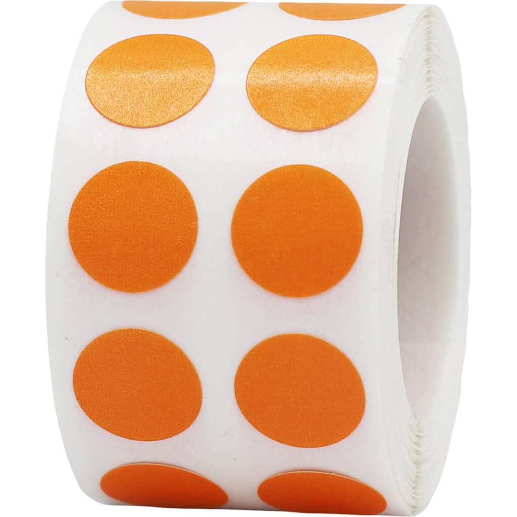 Small Orange Removable Dot 1/2" Round Stickers - InStock Labels