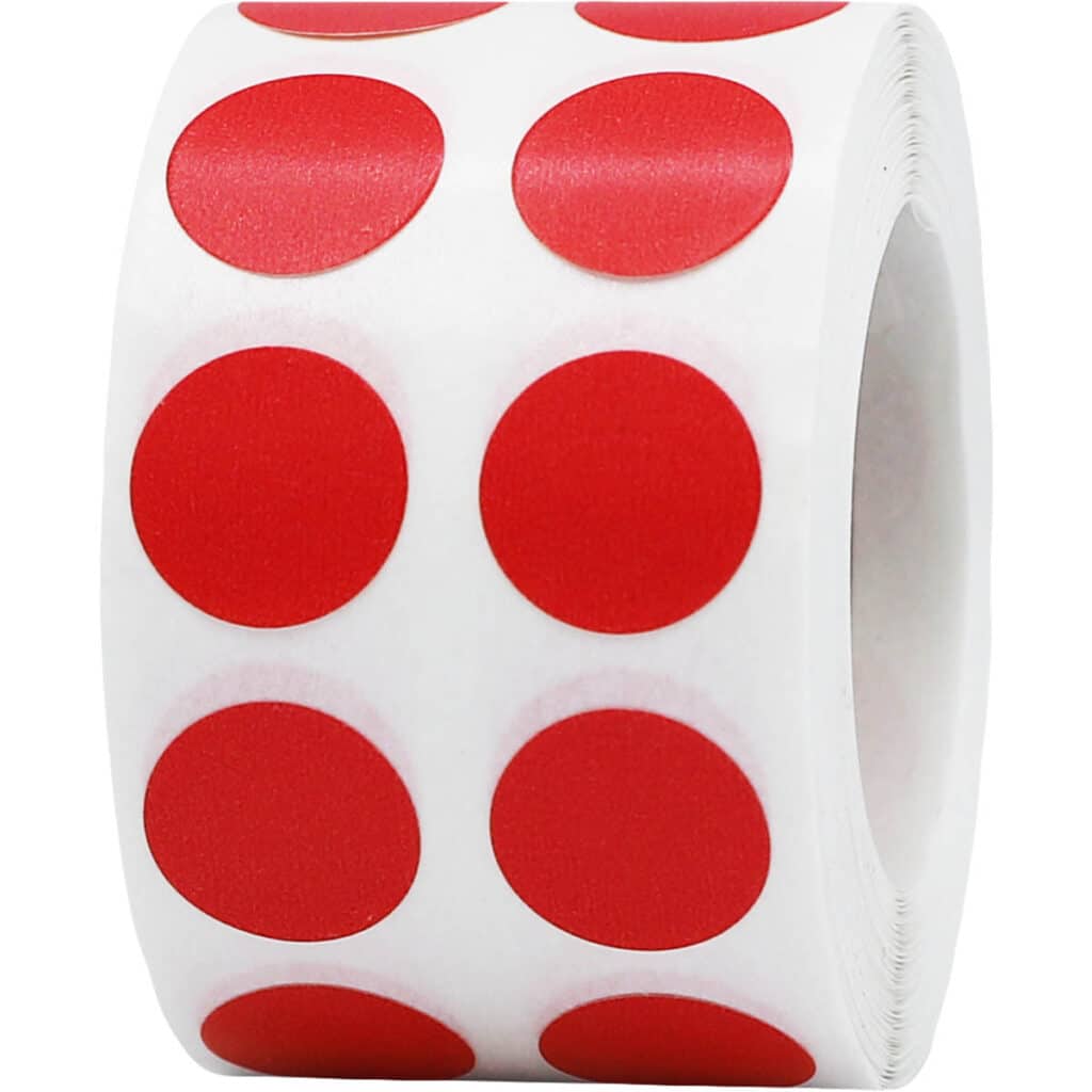 Small 1/2" Round Removable Red Dot Stickers | InStockLabels.com
