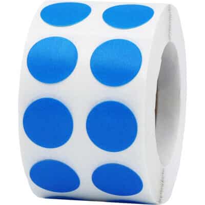 Small 1/2" Round Removable Blue Dot Stickers | InStockLabels.com