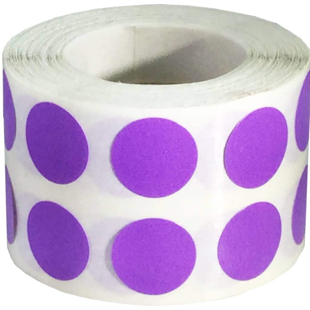 Small 1/2" Round Removable Purple Dot Stickers | InStockLabels.com