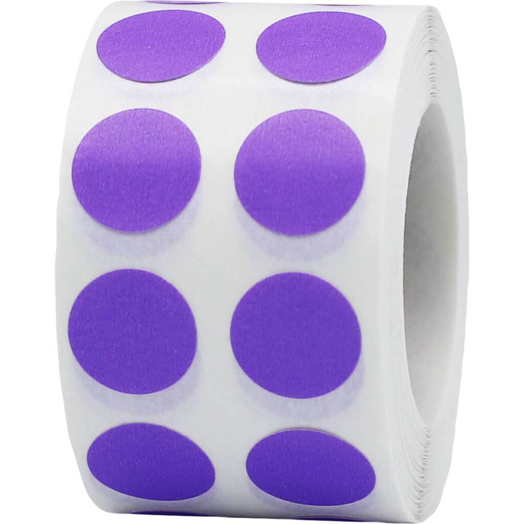 Small 1/2" Round Removable Purple Dot Stickers | InStockLabels.com