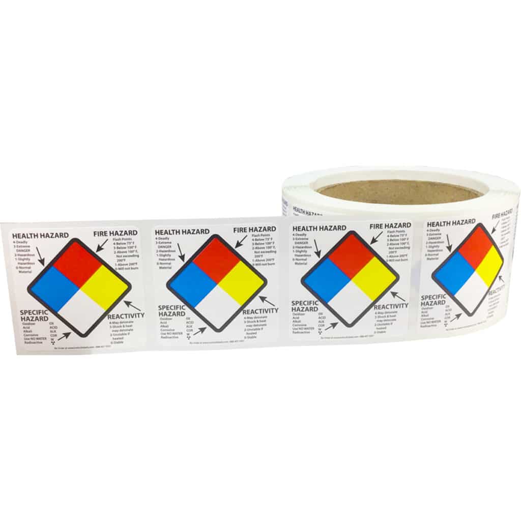 DOT Specific Health Fire Reactivity Hazard Labels | InStockLabels.com