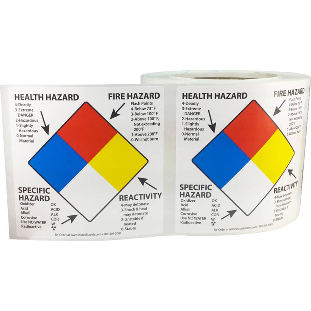 DOT Large Specific Health Fire Reactivity Hazard Labels | InStockLabels.com