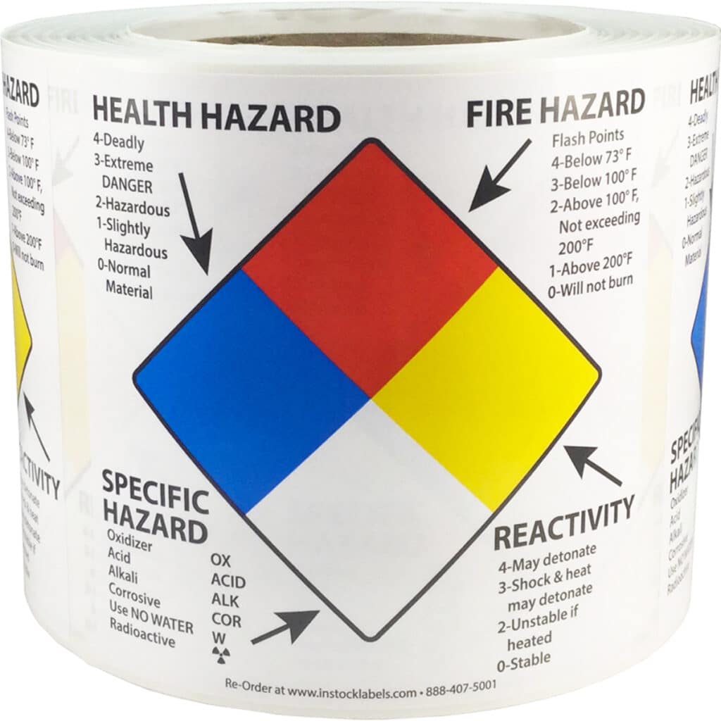 DOT Large Specific Health Fire Reactivity Hazard Labels | InStockLabels.com