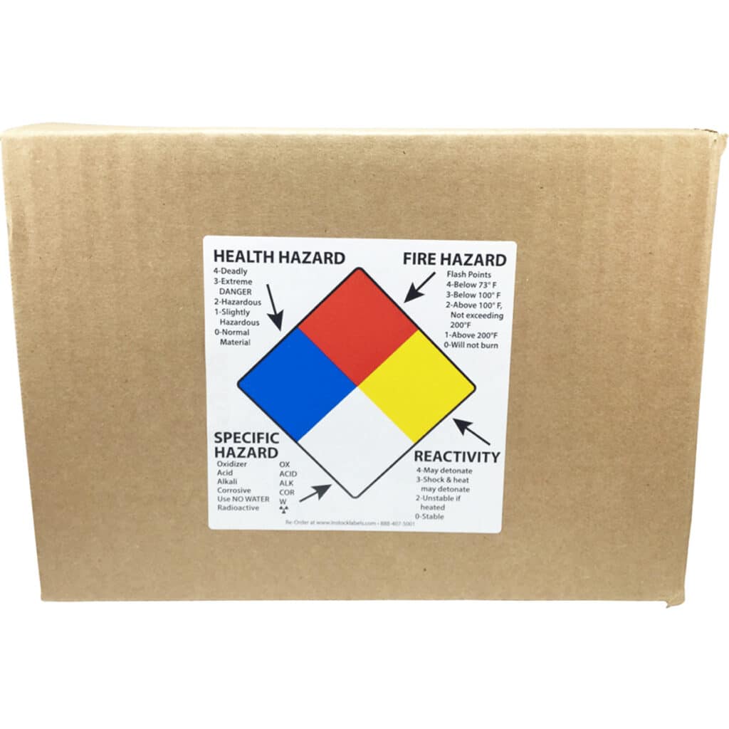 DOT Large Specific Health Fire Reactivity Hazard Labels | InStockLabels.com