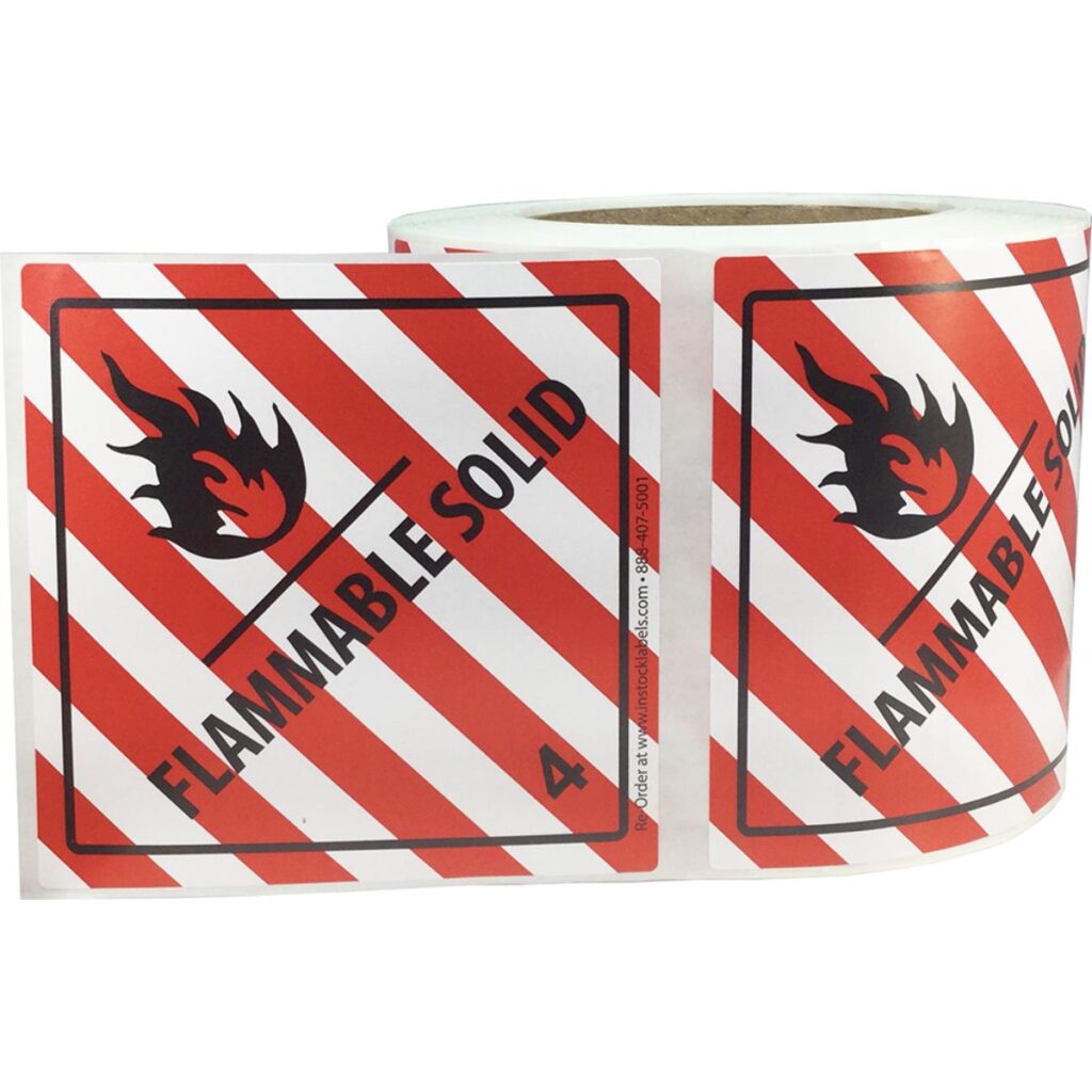 DOT Flammable Solid Hazard Labels Class 4 | InStockLabels.com