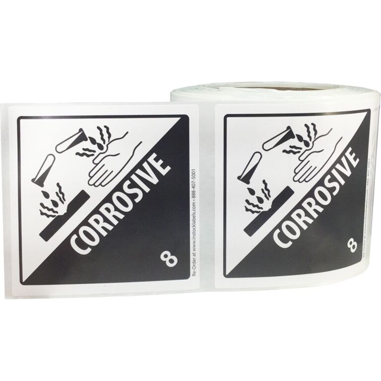 DOT Corrosive Hazard Labels Class 8 | Warhouse Labels | InStockLabels.com