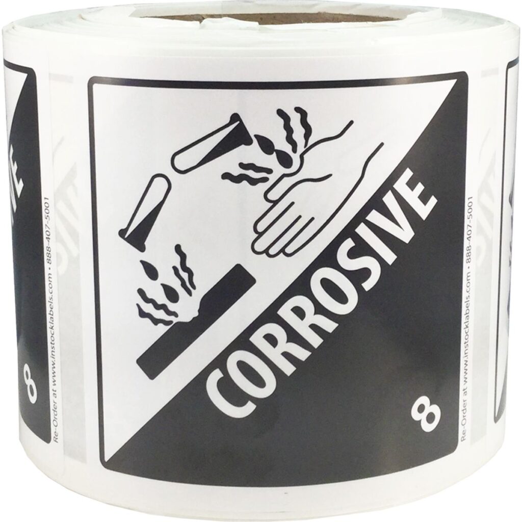 DOT Corrosive Hazard Labels Class 8 | Warhouse Labels | InStockLabels.com