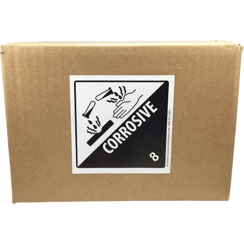 DOT Corrosive Hazard Labels Class 8 | Warhouse Labels | InStockLabels.com