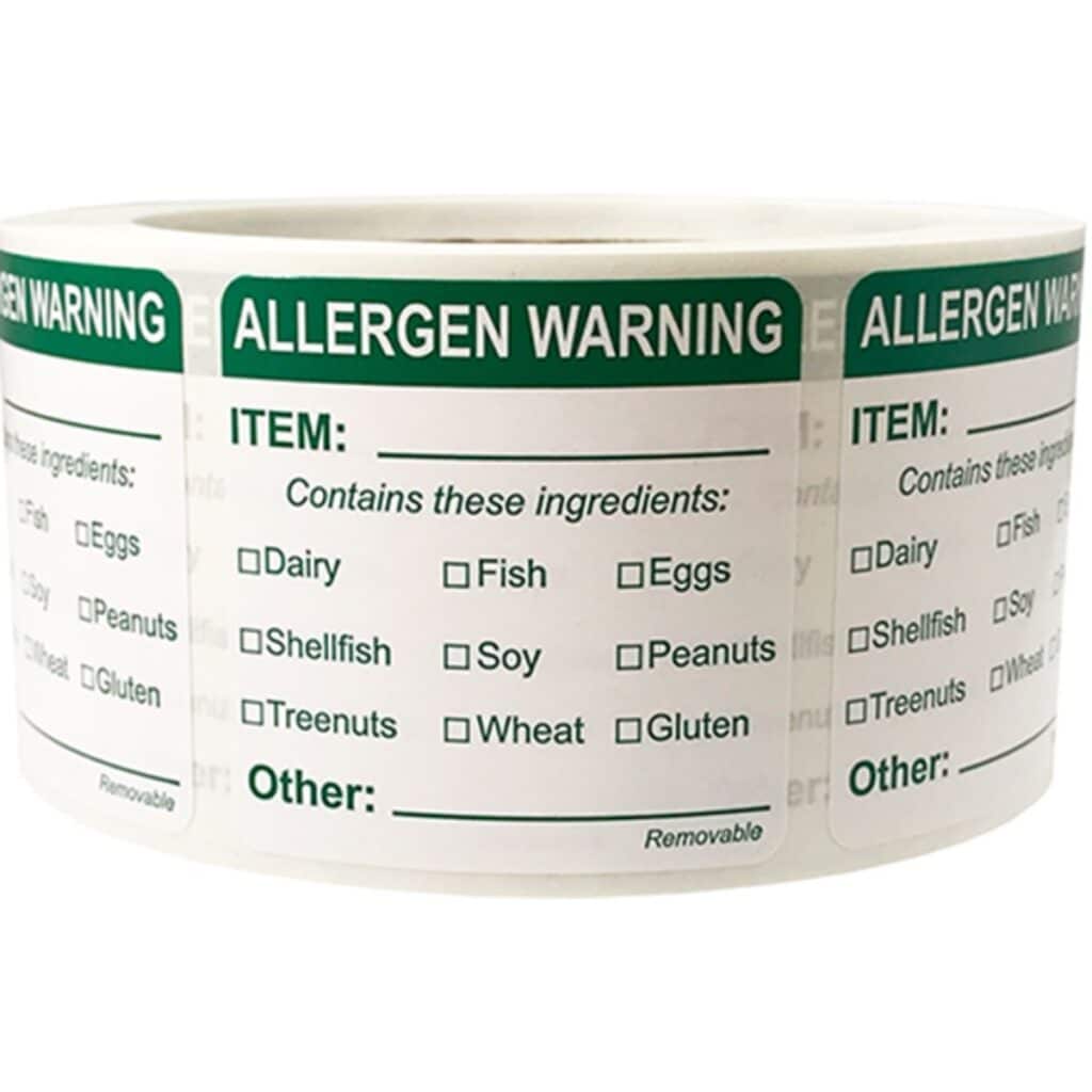 Allergen Food Warning Removable Labels | InStockLabels.com