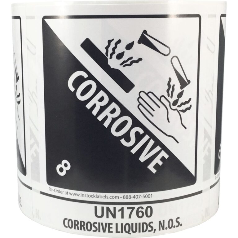 Corrosive Liquid DOT Labels Class 8 | Warning Labels | InStockLabels.com